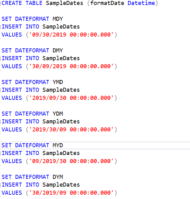 Sql Server Set Dateformat Sql Bi Tutorials
