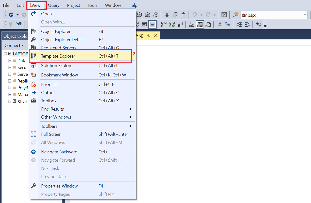 Sql Server Template Explorer Sql Bi Tutorials