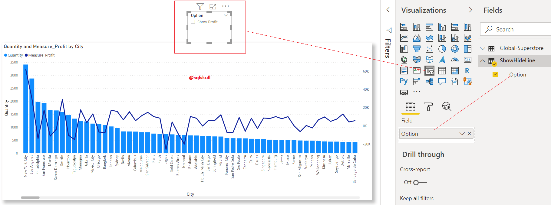 Show Hide Measures In Line Chart Visuals Using Slicer In Power Bi Sql