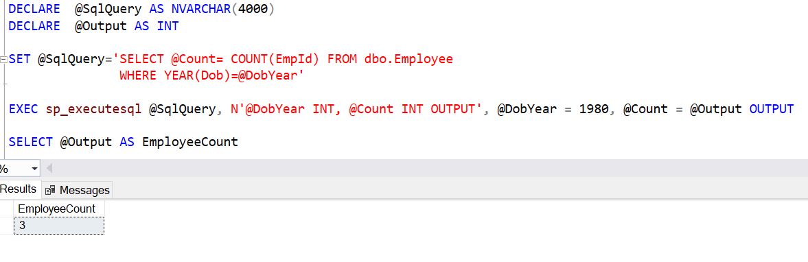 Sql Server Sp Executesql Sql Bi Tutorials