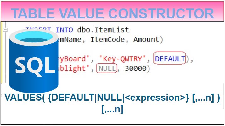 Table Value Constructor Sql Bi Tutorials